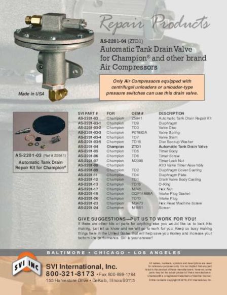 Automatic Tank Drain Valve for Champion®* Compressors | SVI ...