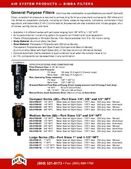 Bimba / Mead FRL - Filters, Regulators, Lubricators | SVI International ...