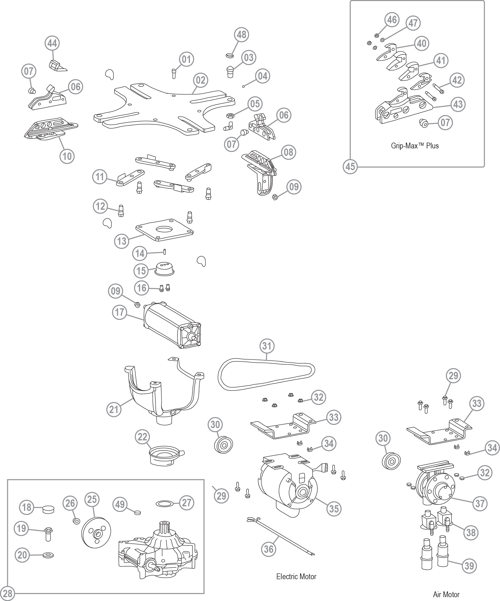 Parts for Coats® 50/60/70/80/90 X-Model Series (Table Top and Shaft ...